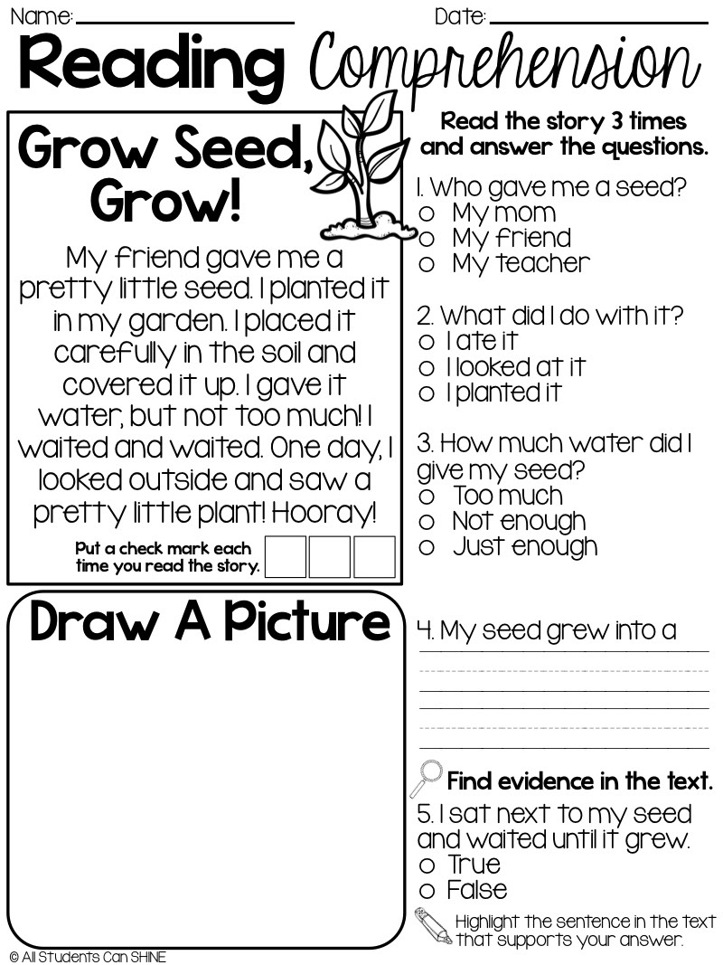 Free Reading Passages for Beginning Readers - All Students Can Shine