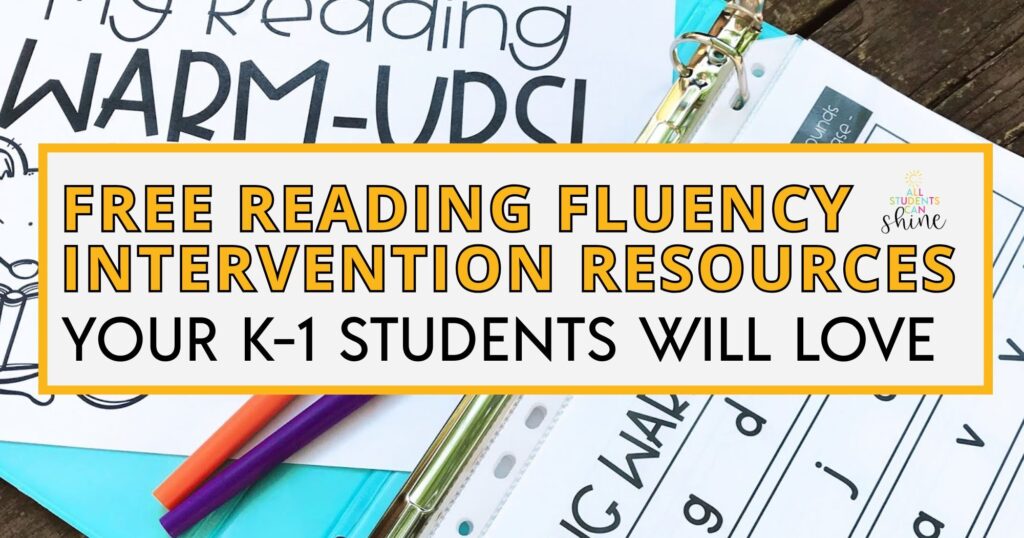 Free Reading Fluency Intervention Resources Your K-1 Students Will Love ...